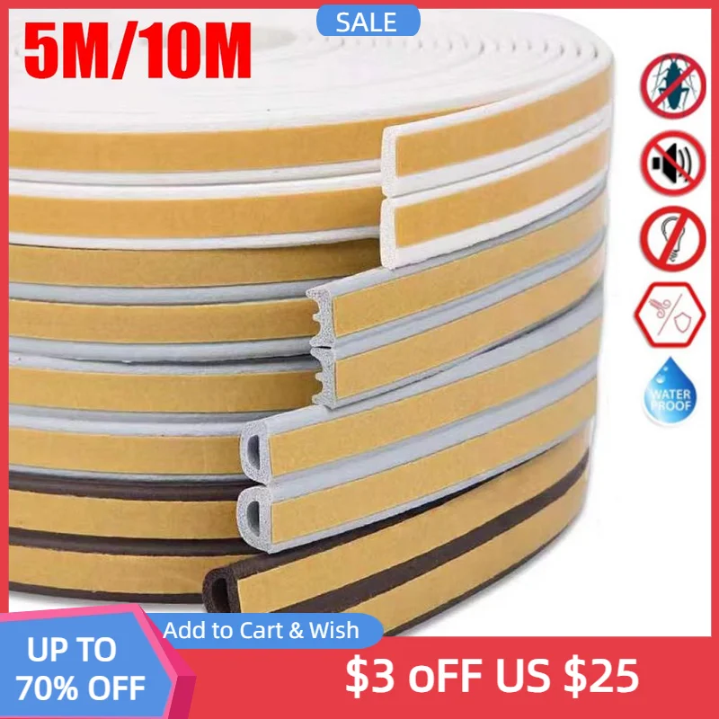 5M/10M Deur Raam Zegel Strip Diep Zelfklevend Akoestisch Schuim ...