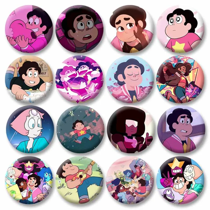 Steven Universe Anime Brooches Round Cartoon Figure Cosplay Badge Pin ...