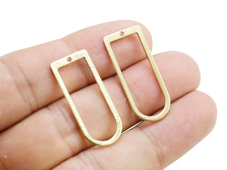 20pcs D Shaped Earring Charms, Arched Brass Connector, Textured ...