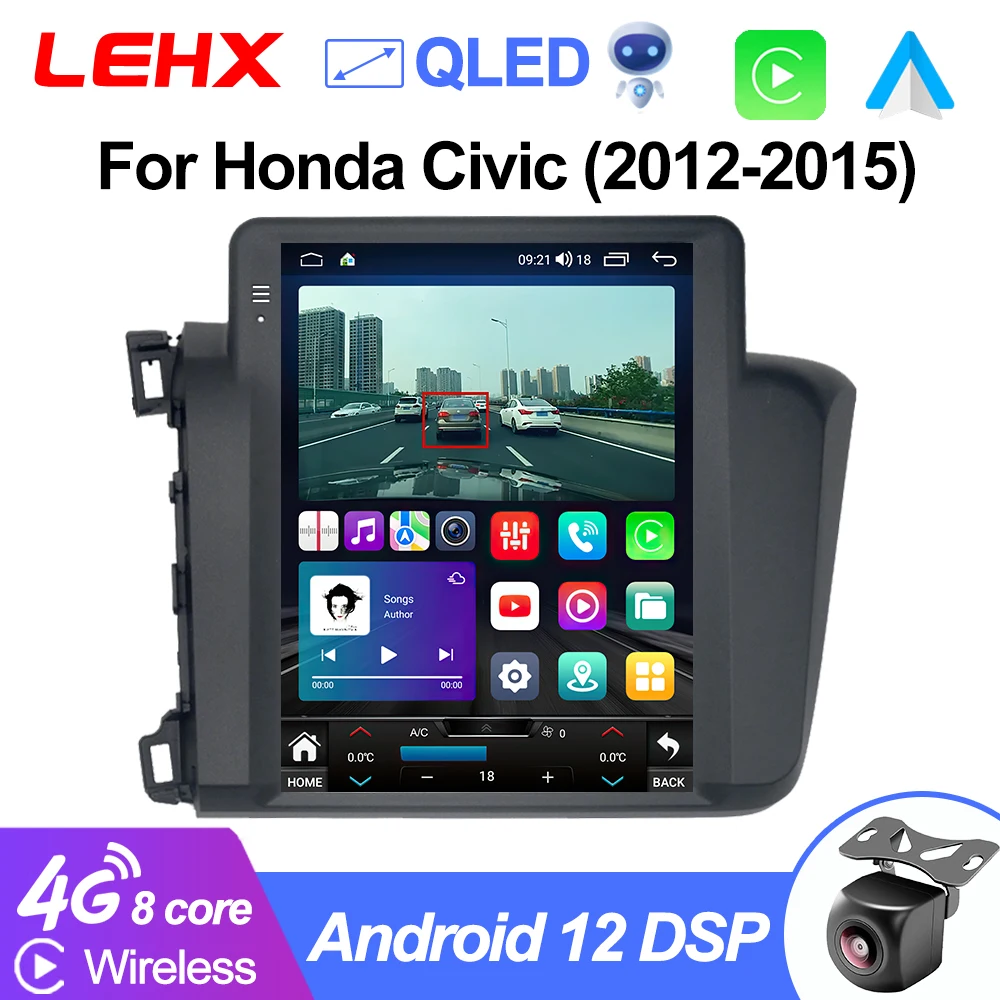 LEHX L6Pro Car Radio Multimedia For Honda Civic 2012-2015 Video Player Android Auto Carplay ...