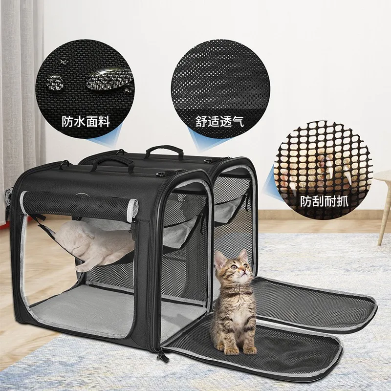 Wakytu Large-capacity pet bag, breathable for multiple pets, spliced ...
