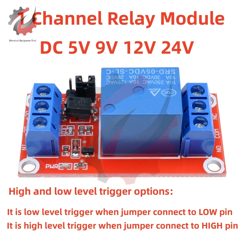 DC 5V 9V 12V 24V 1 Channel Relay Module Board Shield With Optocoupler ...