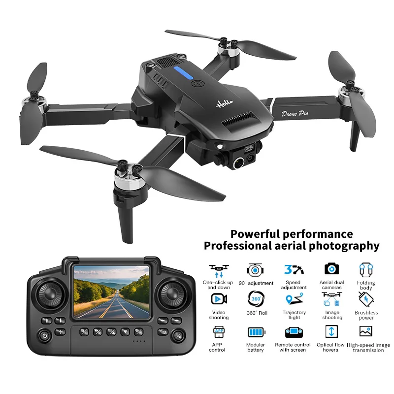 E77air Drone With Screen 2.4-Inch Brushless Dual Camera High-Definition ...
