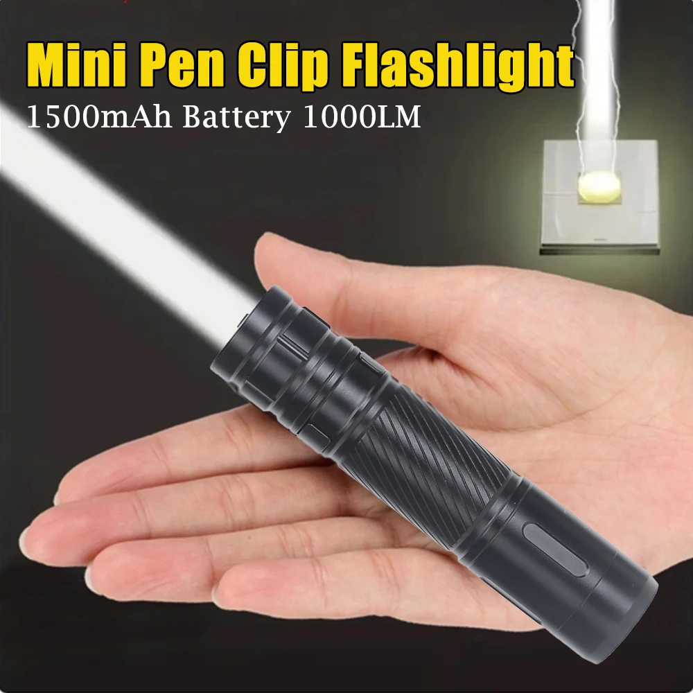 LED-Flashlight-1000LM-Flashlights-USB-Rechargeable-Portable-Pen-Clip ...