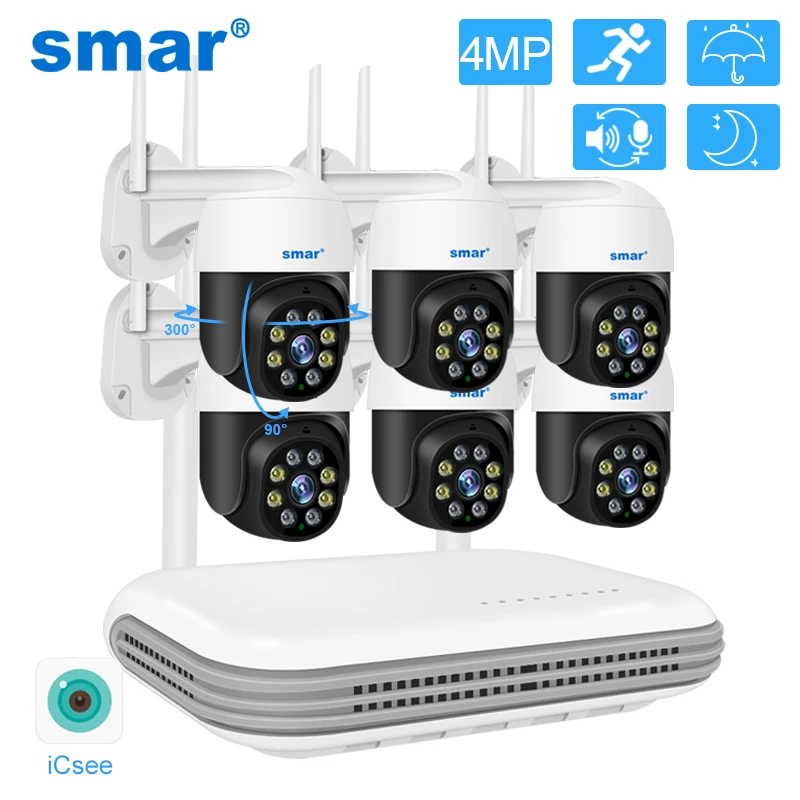 Smar 8CH HD H.265 2MP/4MP Sistema de Câmera PTZ Sem Fio AI Face Detectado Colorido Nihgt Visão ...