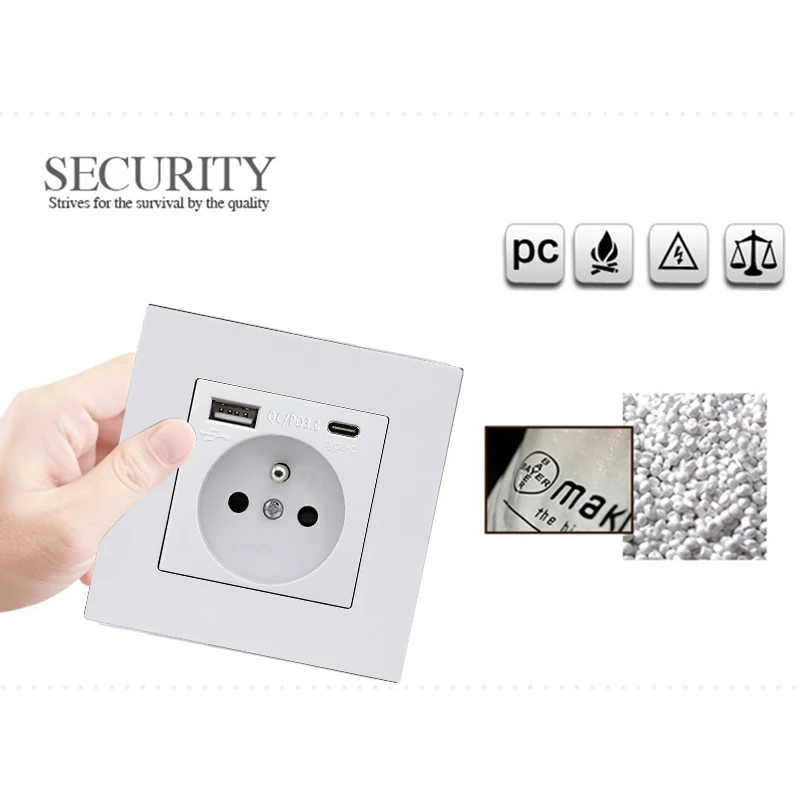 amzwn Wall USB Power Socket AC 110V 250V Wall Embedded Double usb PD ...