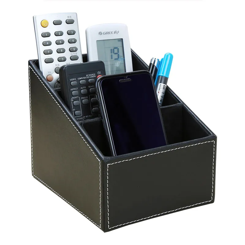 Kingfom-3-Slot-Desk-Organizer-Gold-Rim-PU-Leather-Pen-Holder-Marble ...