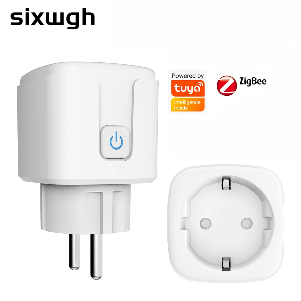 SIXWGH Zigbee Socket EU Plug Adapter Tuya Smart Home Wireless Remote Control Smart Socket Power ...