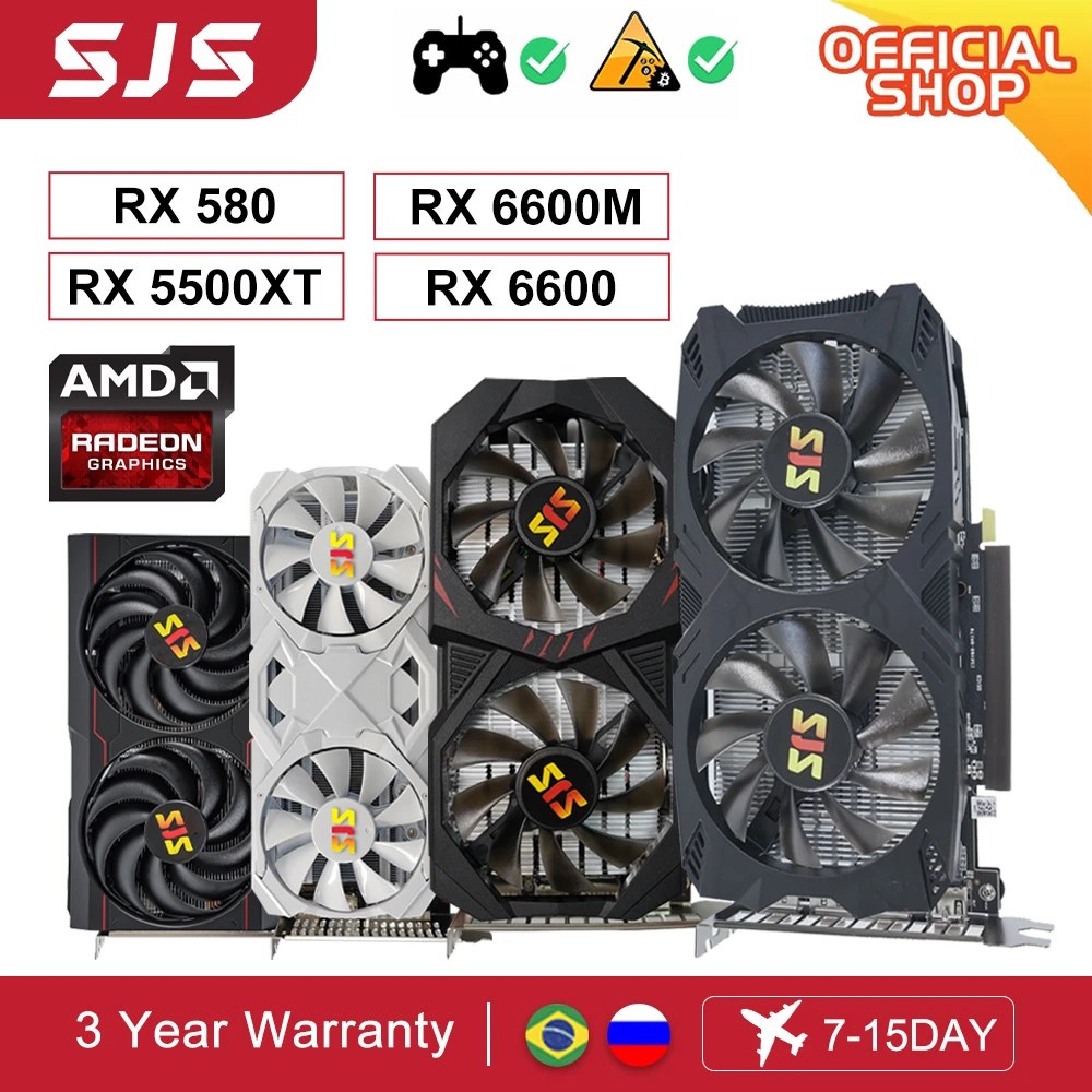 SJS AMD Radeon RX 6600M 6600 8GB GDDR6 RX 5500 XT 8gb RX 580 8G 256Bit ...
