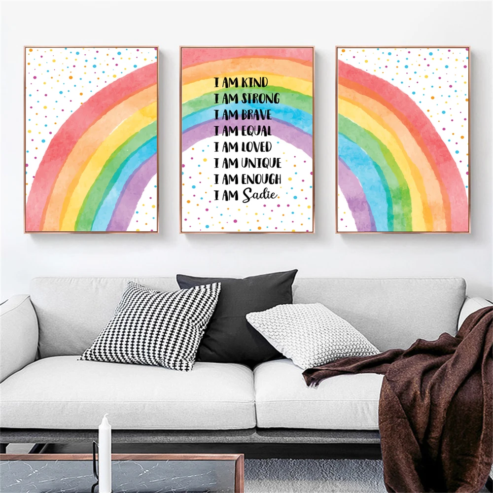 Colorful-Rainbow-Inspirational-Wall-Art-Prints-Kids-Rainbow-Wall-Art ...