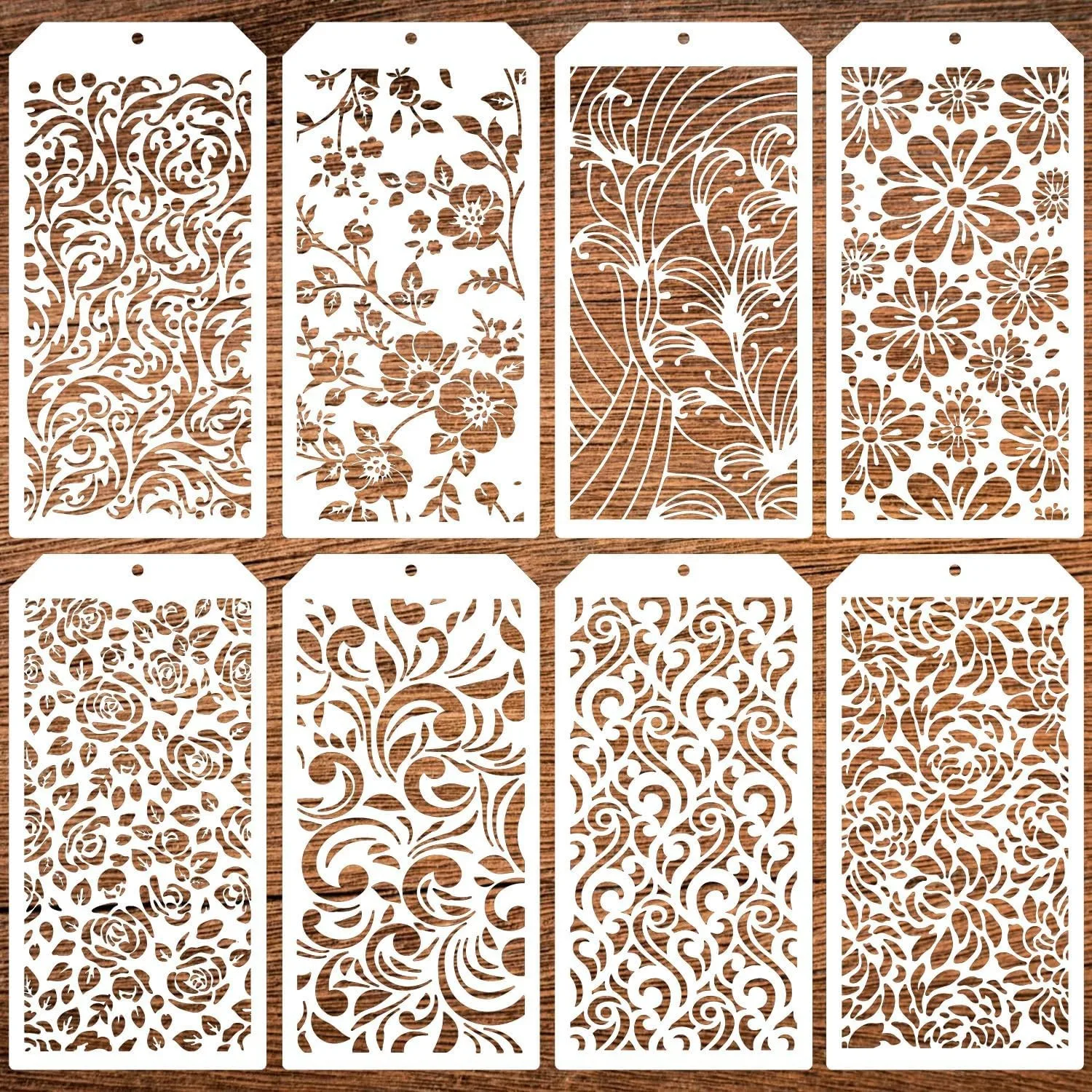 8Pcs-Set-24cm-Flowers-Floral-DIY-Layering-Stencils-Painting-Scrapbook ...