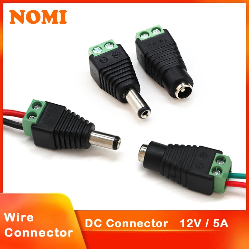 2-1x5-5MM-DC-Connector-Power-Jack-Plug-Adapter-12V-5A-Male-Female-Power ...