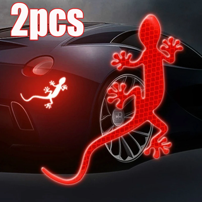 2pcs Car Reflective Stickers Night Driving Warning Signs Gecko Cars ...