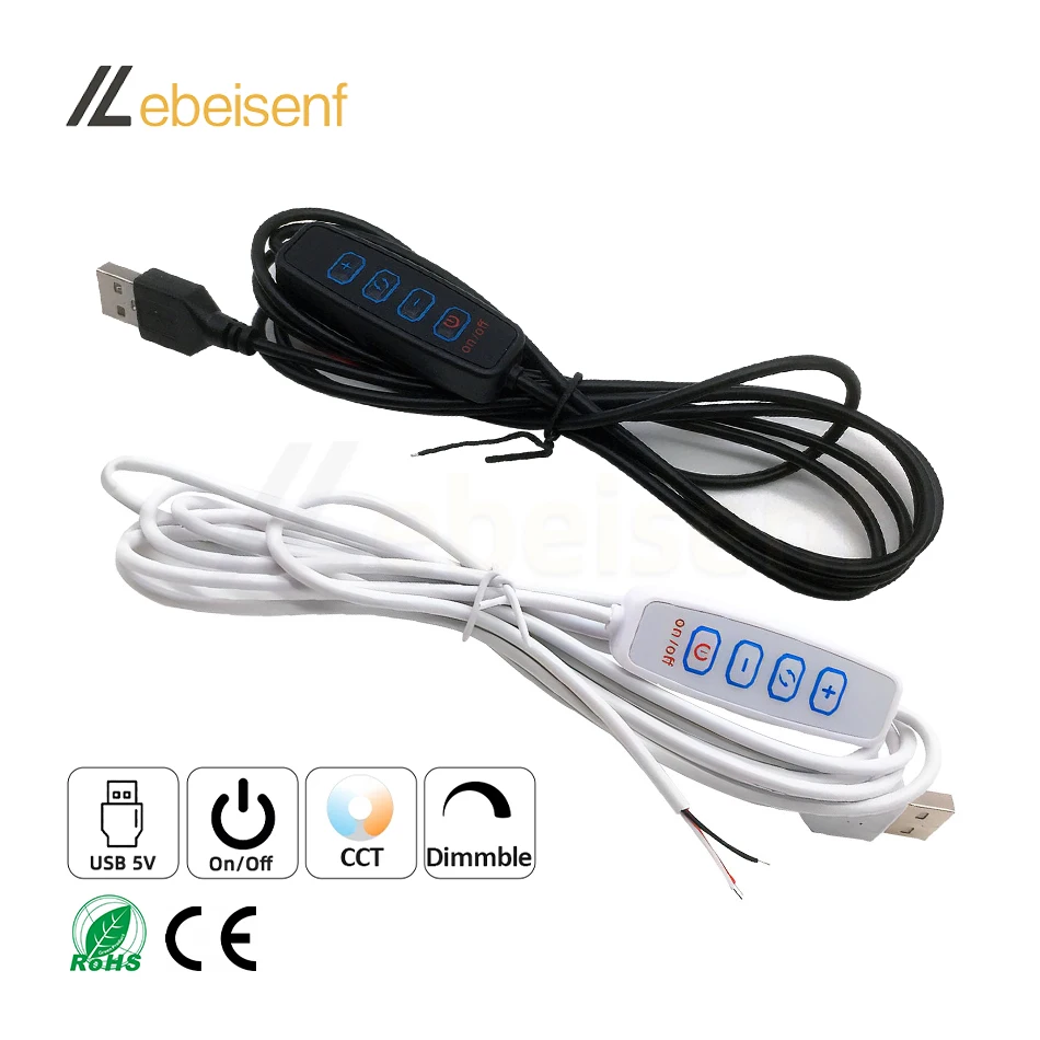 USB-LED-Dimmer-5V-LED-harici-anahtar-kontrol-kablosu-2m-ift-renkli-LED ...