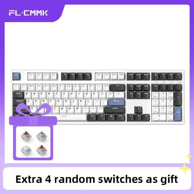 Fl · esports gp108 teclado mecânico de três modos 108 teclas rgb quente-swappable 2.4g sem fio ...