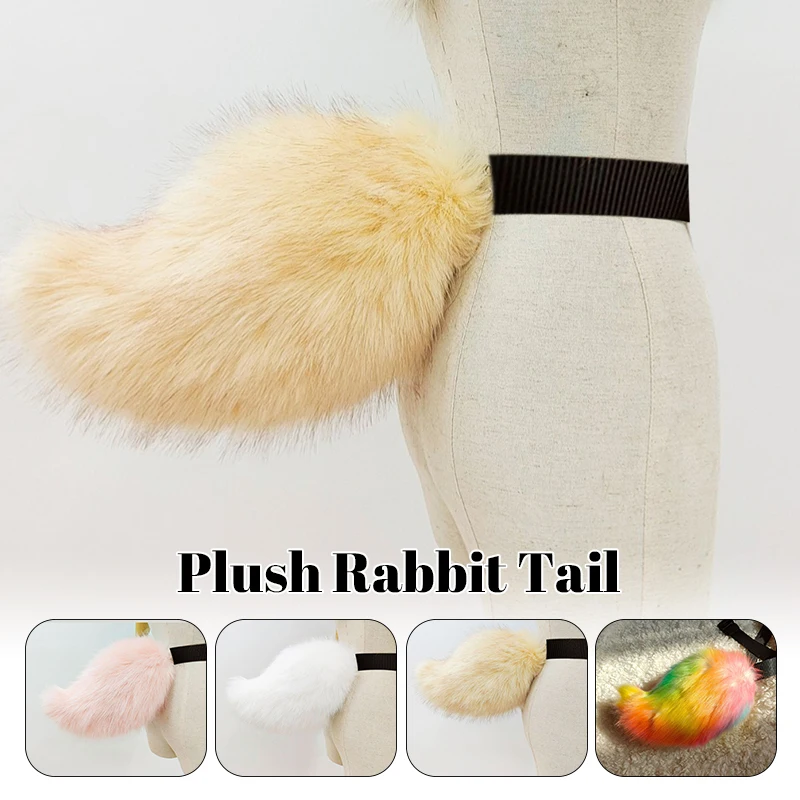 Faux Fur Furry Rabbit Tail Realistic Plush Animal Bunny Tail Cosplay ...