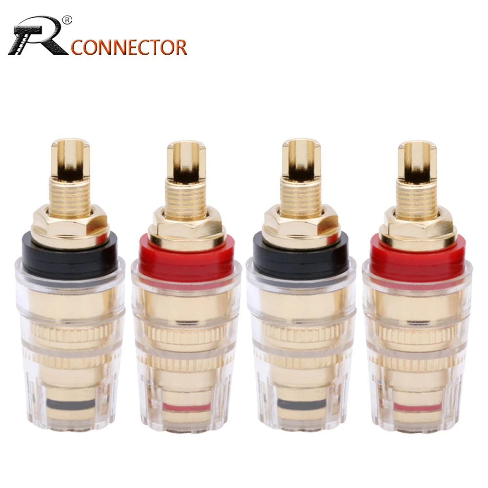 4pcs/2pairs Brass Gold Plated 4MM Binding Post Terminals Binding Banana ...