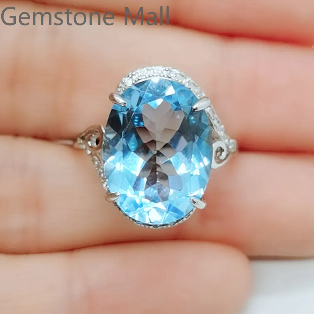 6ct-100-Natural-Light-Blue-Topaz-Ring-for-Engagement-10mm-14mm-VVS ...
