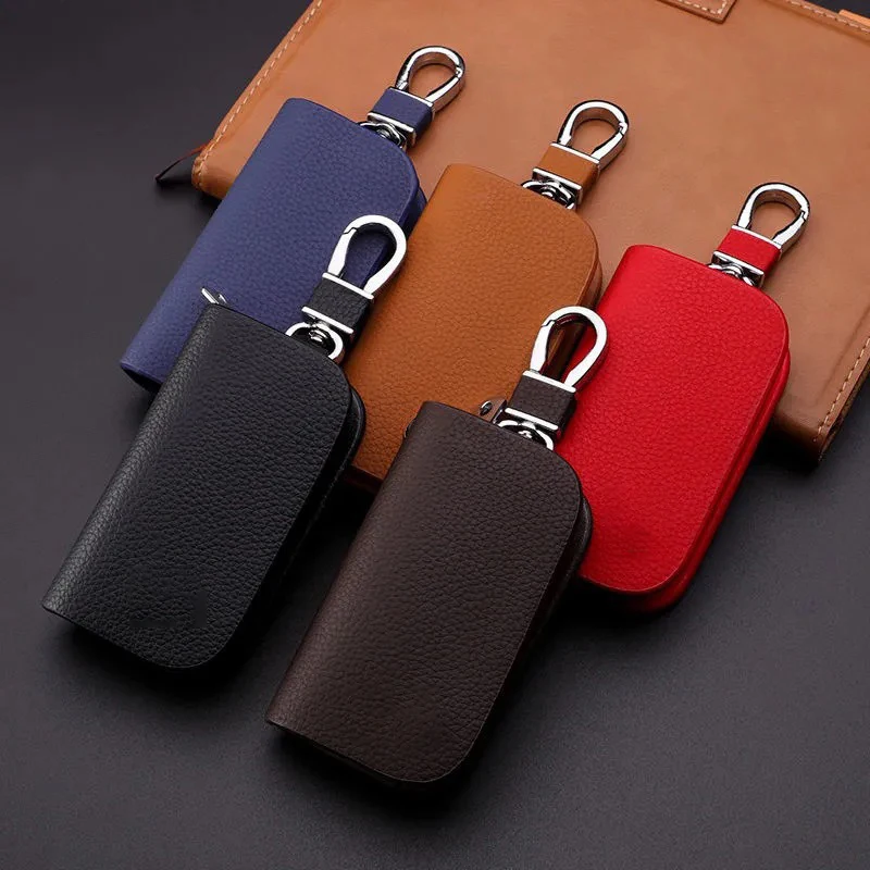 Men Women Luxury Design Genuine Leather Key Pouch Universal Car Key Bag ...