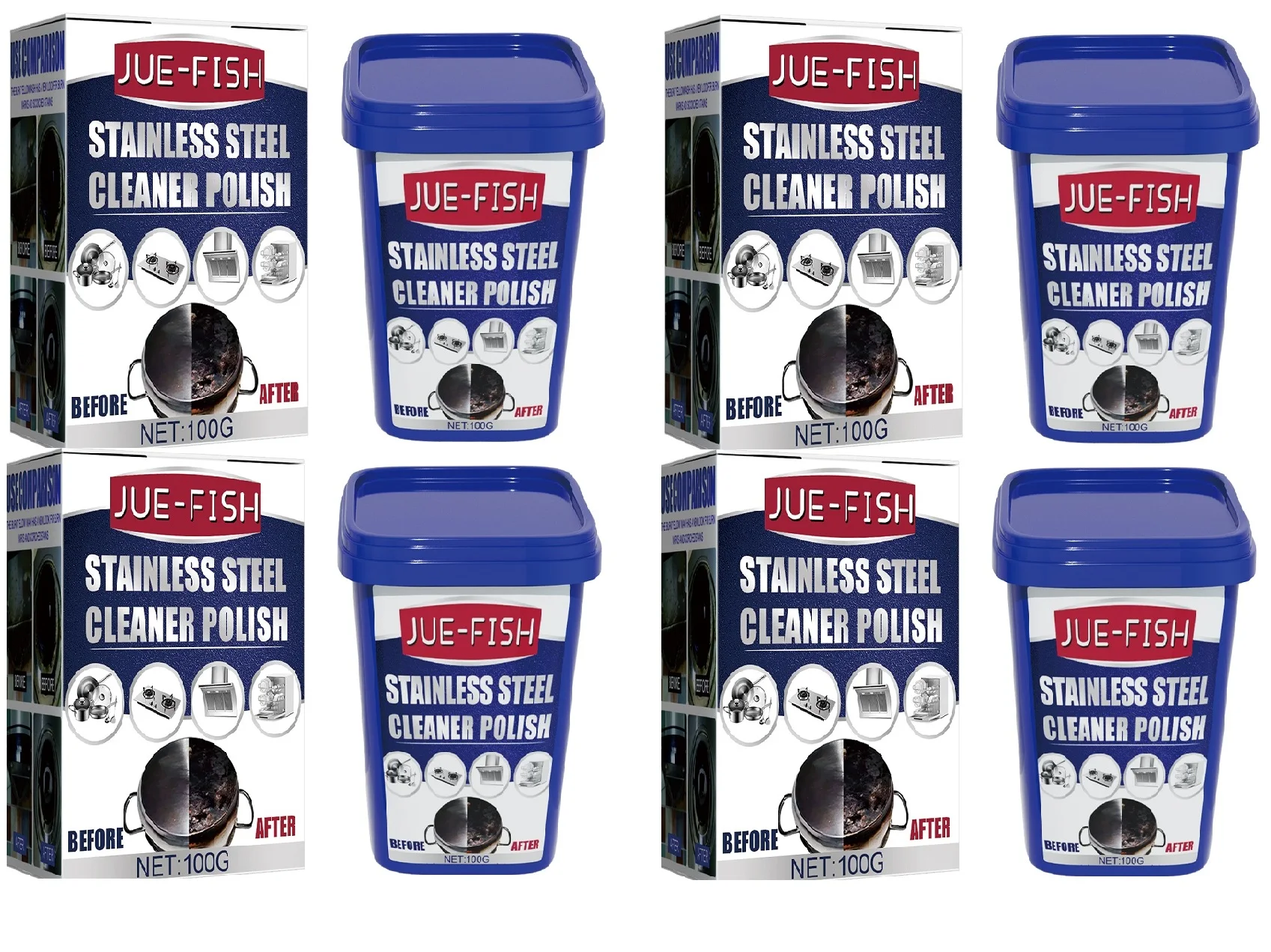 4 set Jue-Fish Kitchen Stainless Steel Cleaning Paste - for Removing ...