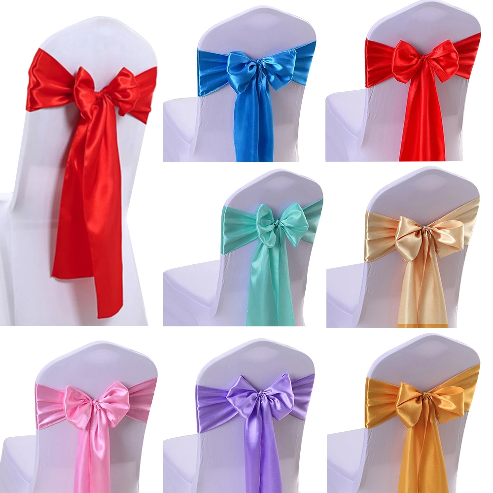 Satin Ribbon Wedding Chair | Satin Banquet Decoration | Ribbon Chair ...