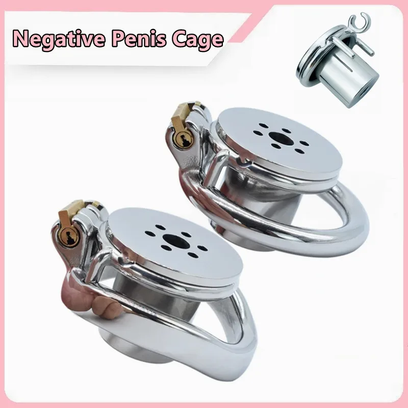 New Negative Series Penis Cage Sissy Chastity Device With Cock Ring Metal Small Bird Cage ...