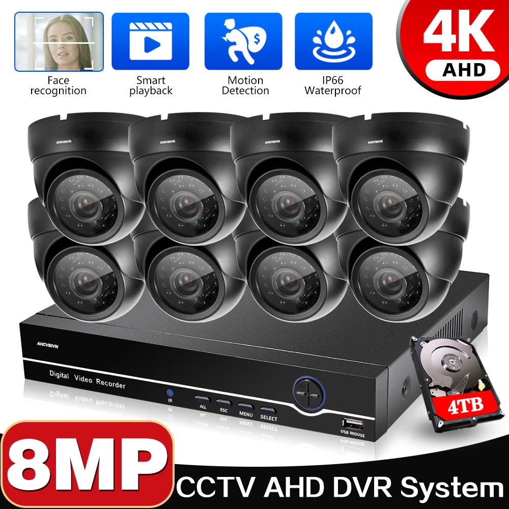 Ahd Cctv Camera Security System Kit 8 Channel Dvr Kit 8mp Outdoor ...