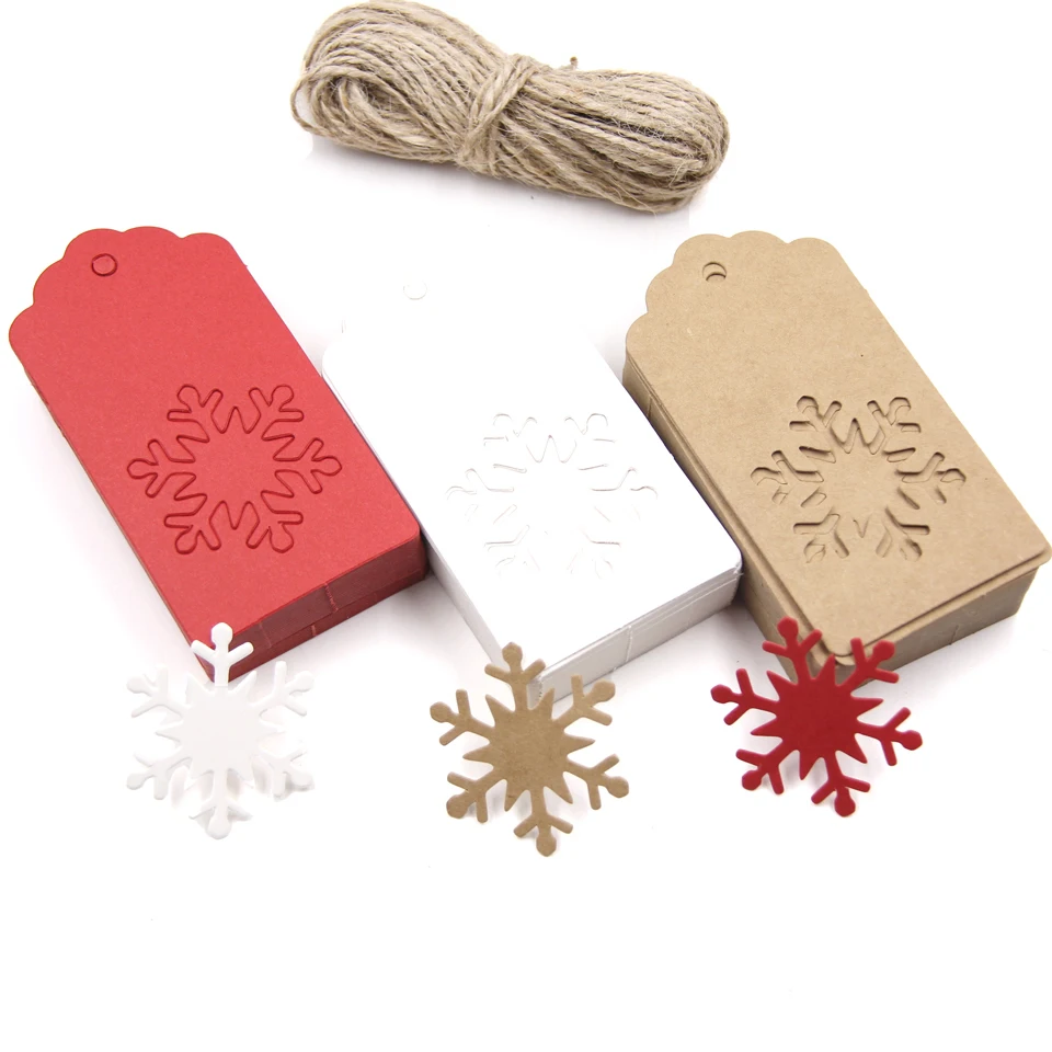 50PCS White/Red Kraft Paper Tags Handmade/Thank You DIY Crafts Labels ...