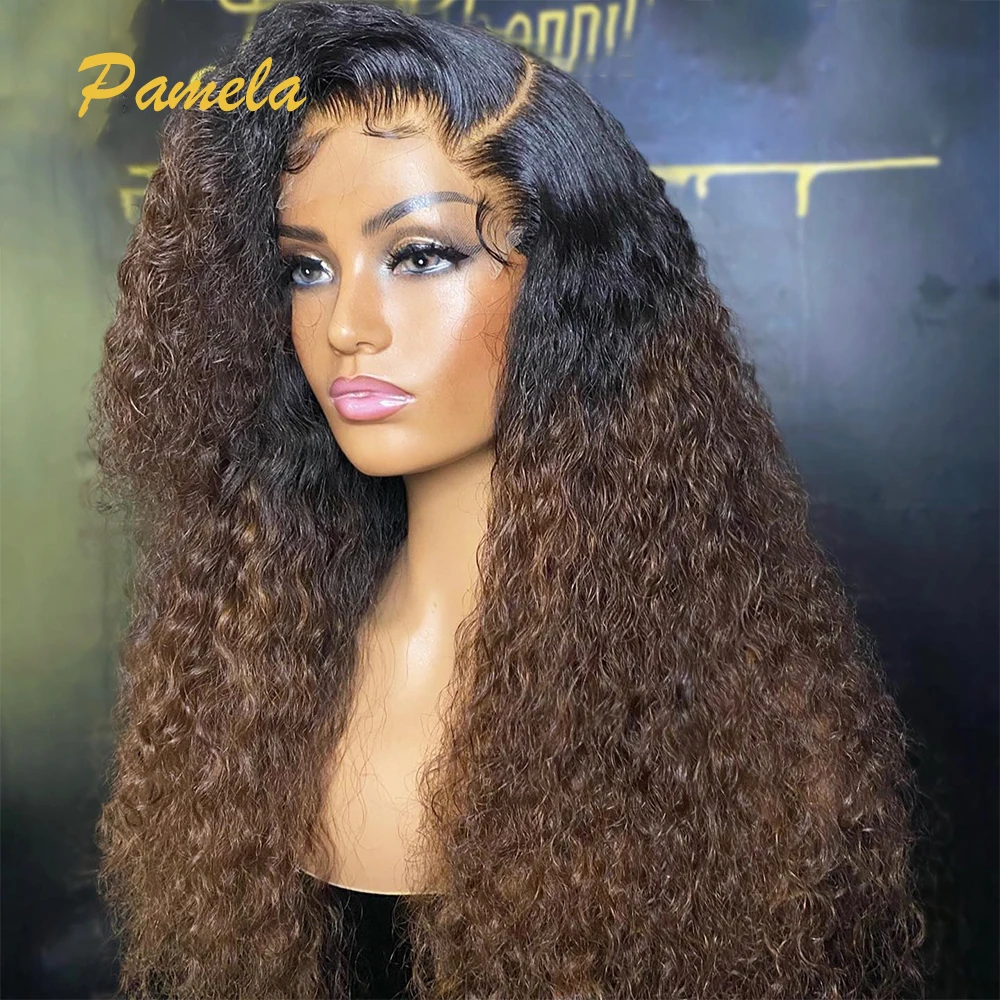 Brazilian 13x4 Ombre Brown Curly Lace Front Wigs 1b/4 Colored Curly ...