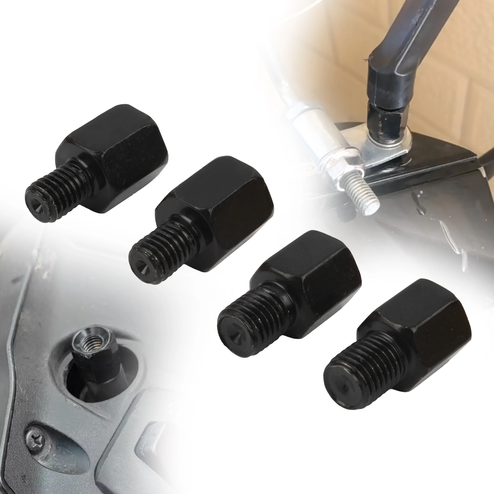 Motorcycle Mirror Conversion Screw M8 M10 Pair Black 10MM 8MM Rearview ...