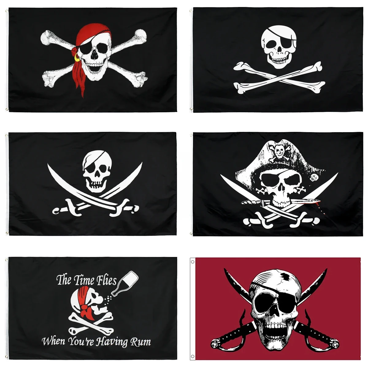 90X150cm-Huge-Red-Scarf-Skull-Pirate-Flag-Polyester-Skull-And-Cross ...