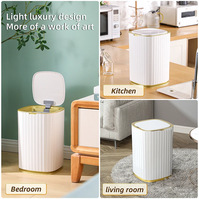 Grey Chevron Wastebasket