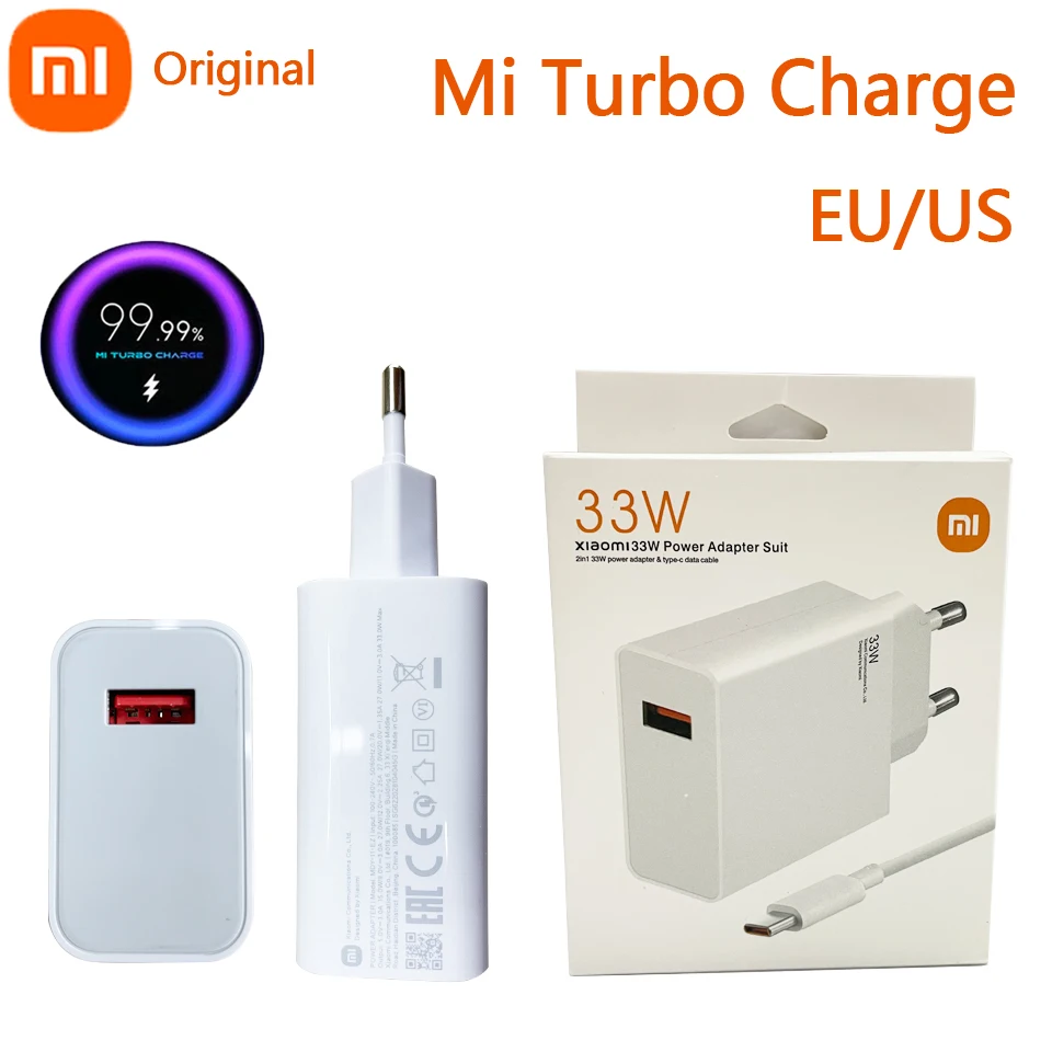 Xiaomi-cargador Turbo Original, dispositivo de carga rápida de 33w, UE, EE. UU., QC3.0 ...