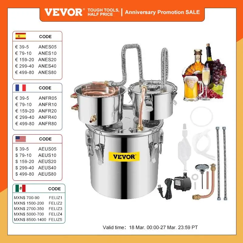 VEVOR-12L-20L-30L-50L-Alcohol-Brewing-Distiller-DIY-Moonshine-Apparatus ...