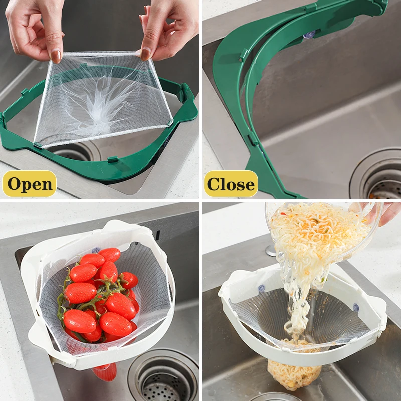 Foldable Drain Rack Disposable Garbage Bag Anti-clogging Sink Drain ...