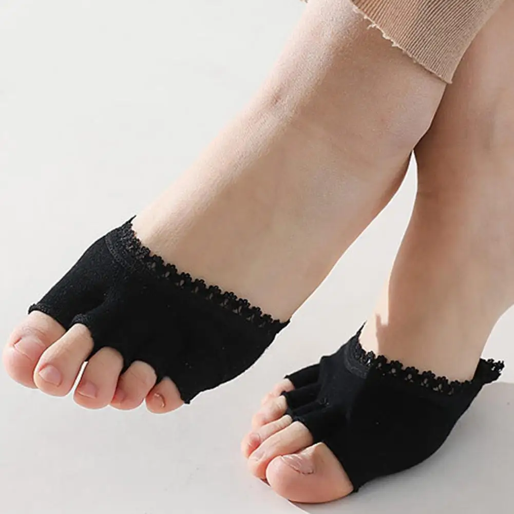 2Pcs-Woman-Toe-Socks-Five-finger-Socks-Lace-Cotton-Outdoor-Half-Foot ...
