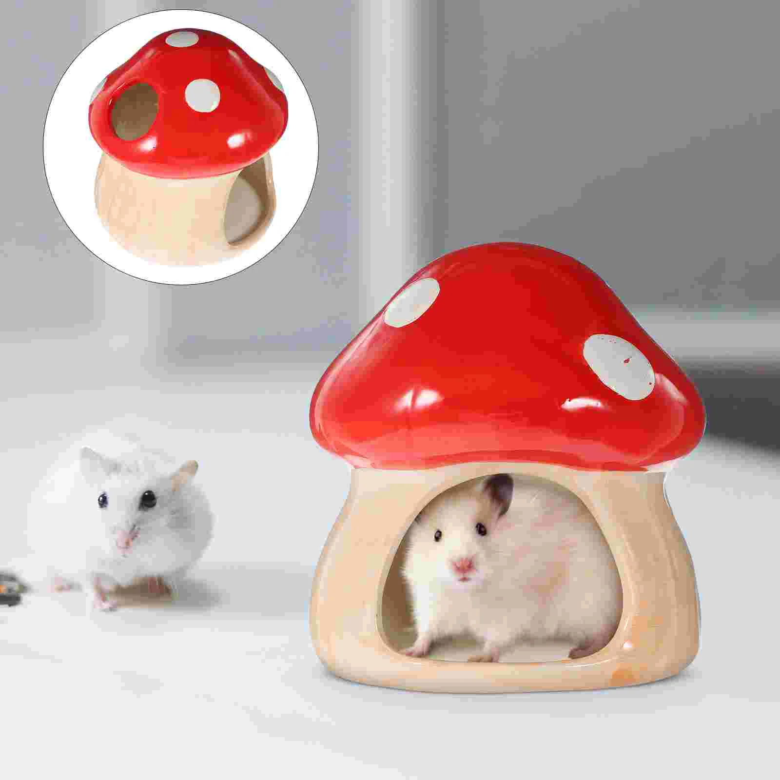 Ceramic-Hamster-Hideout-Mushroom-Shape-Hamster-House-Habitats-Summer ...