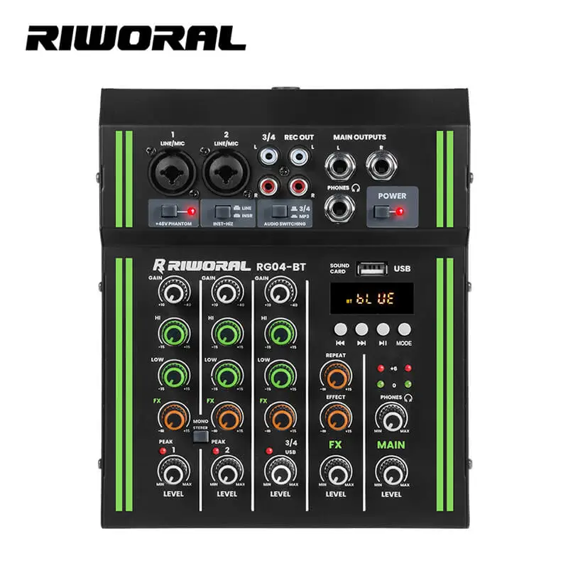 RG04-BT-Portable-Sound-Card-Recording-Interface-Studio-Sound-Mixer ...