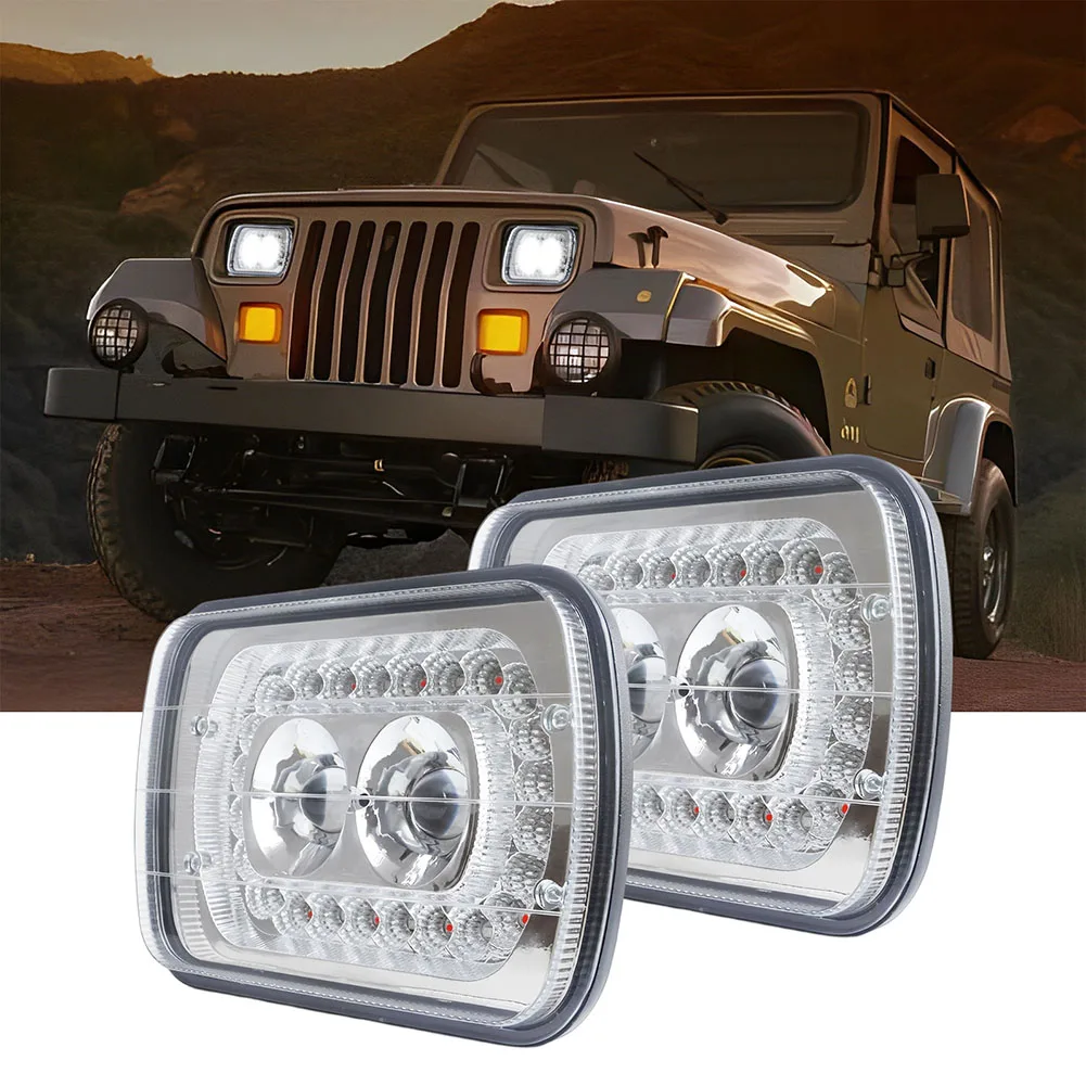 1-Pair-7-inch-2-bead-Car-Headlights-Set-Wear-Resistant-Automobile ...
