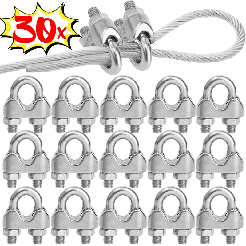 3/5mm Stainless Steel Cable Clamp U-shaped Wire Rope Fixing Clip Bolt ...