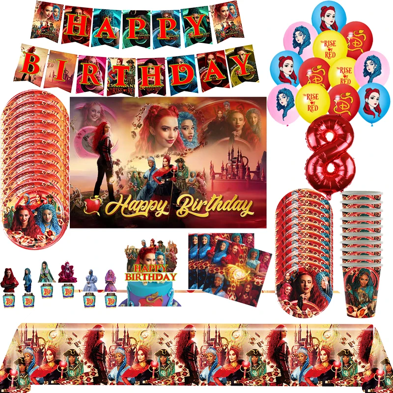 Disney-Descendants-The-Rise-of-Red-Birthday-Party-Decoration-Tableware ...