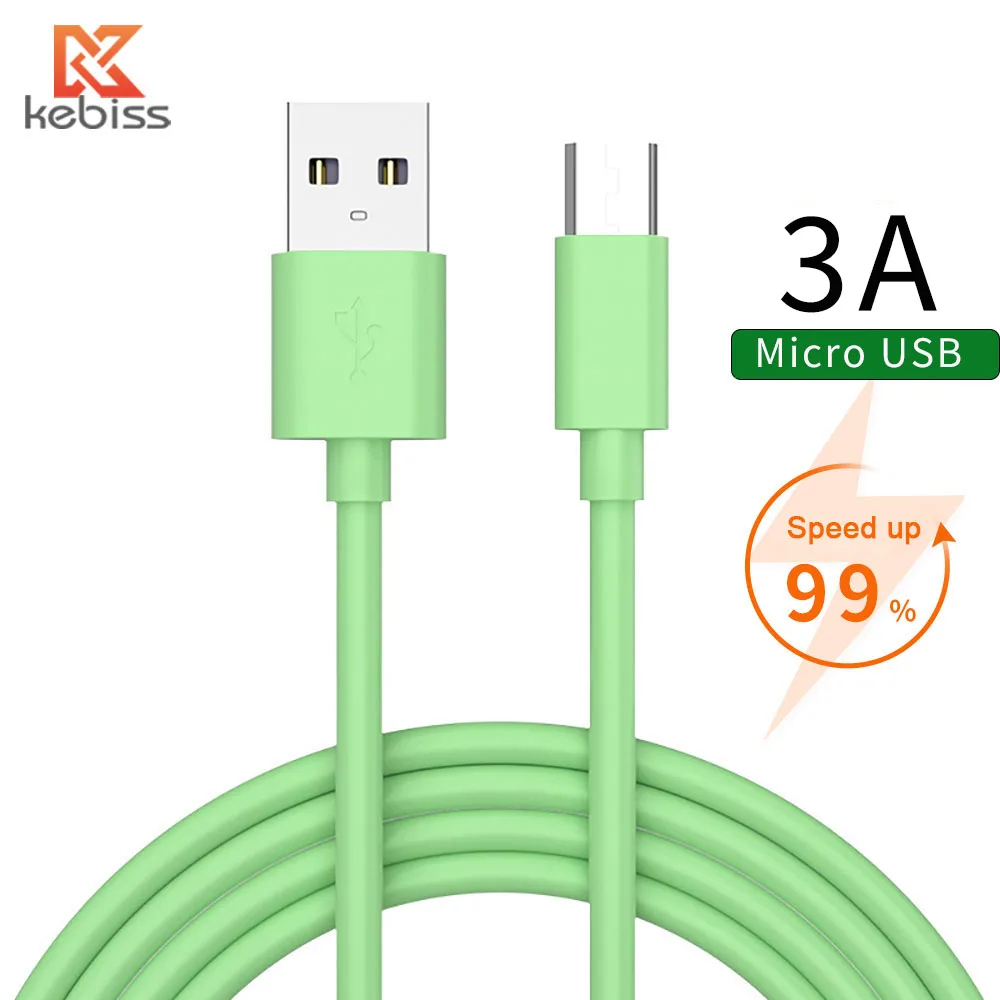 Kebiss USB Micro Cable 3A Soft Silicone Fast Charge USB Data Cable for ...
