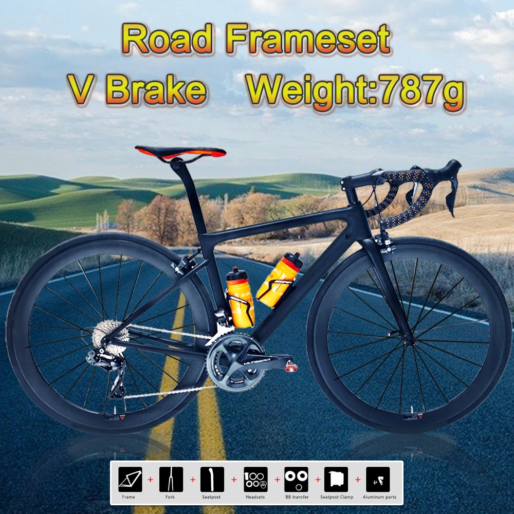 Light Carbon Road Frame Rim Brake 700c Road Bike Frame V Brake 44 49 52 ...