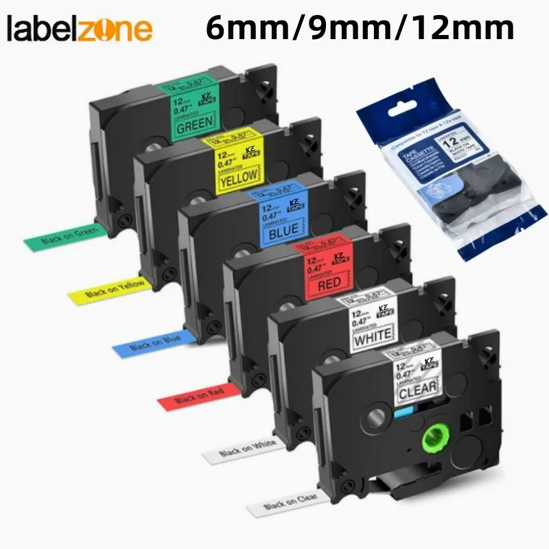 Compatible-for-Brother-P-touch-Black-on-Clear-White-Red-Blue-Yellow ...