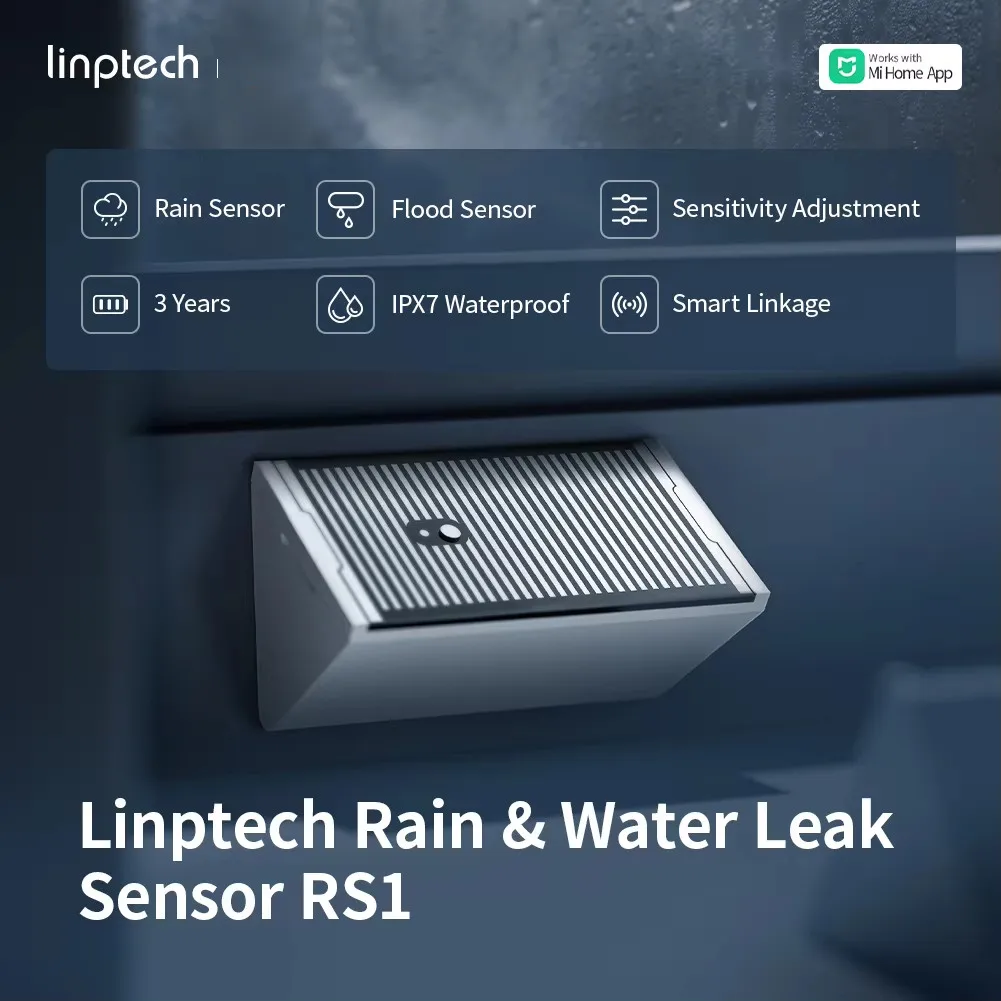Linptech RS1 Bluetooth Water Leak Sensor Flood and Rain Detector IPX7 ...