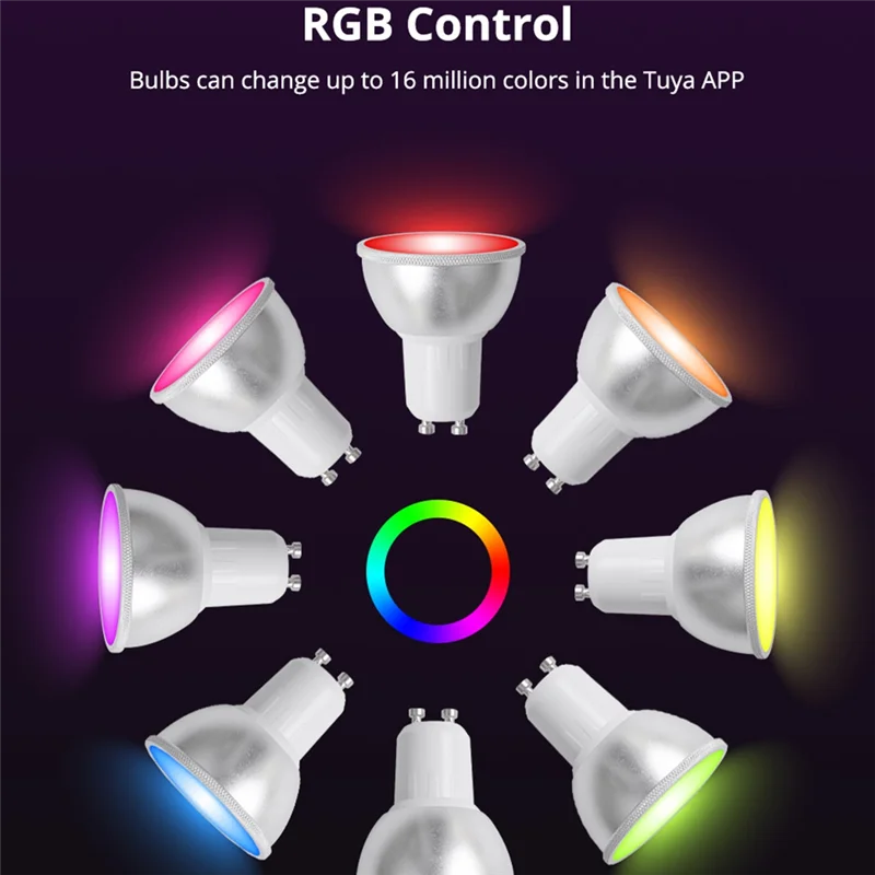 AT44-Tuya Zigbee For GU10 Smart LED Light Bulb RGBCW Dimmable ...