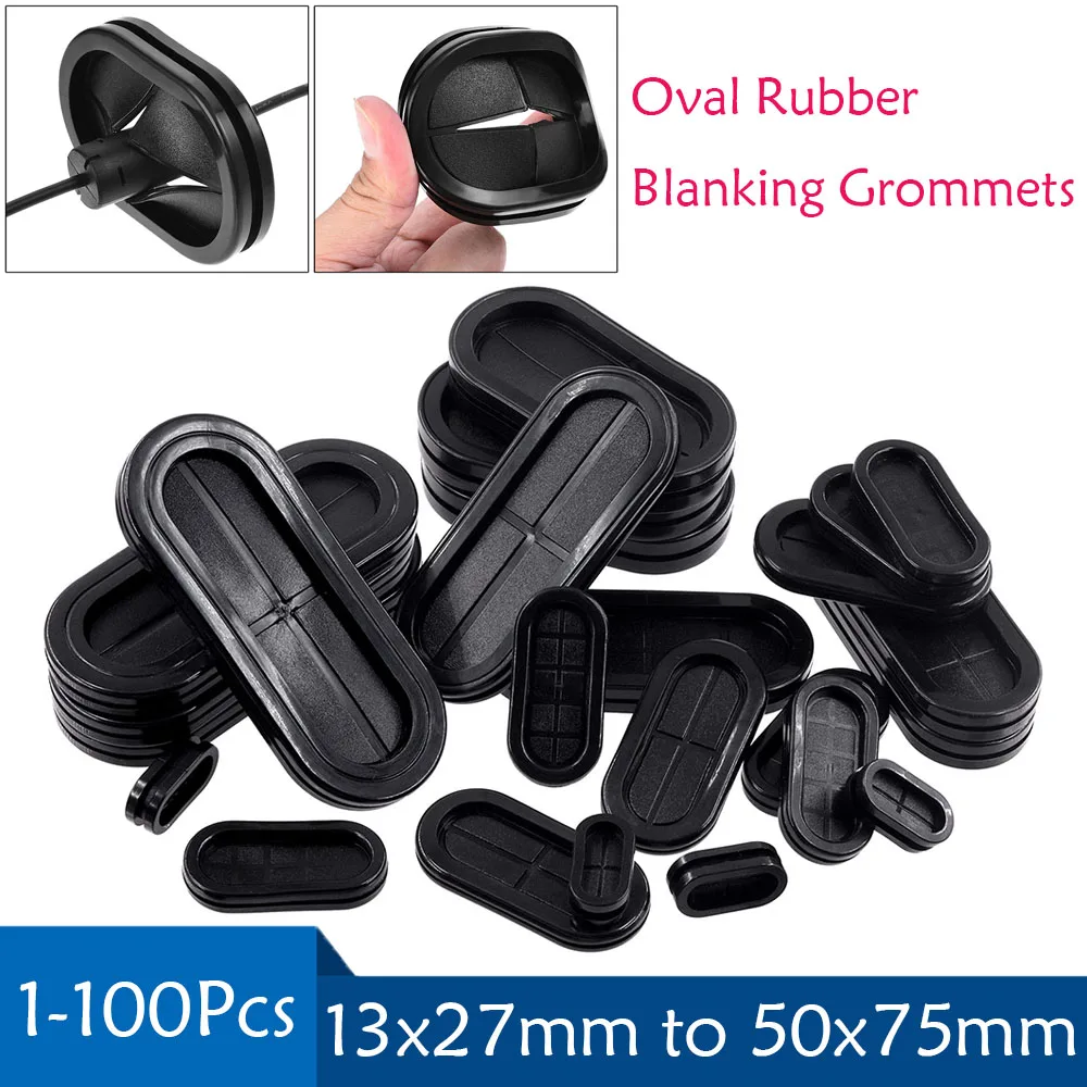 1-100Pcs Oval Rubber Blanking Grommets Double Side Closed Blind Plug ...