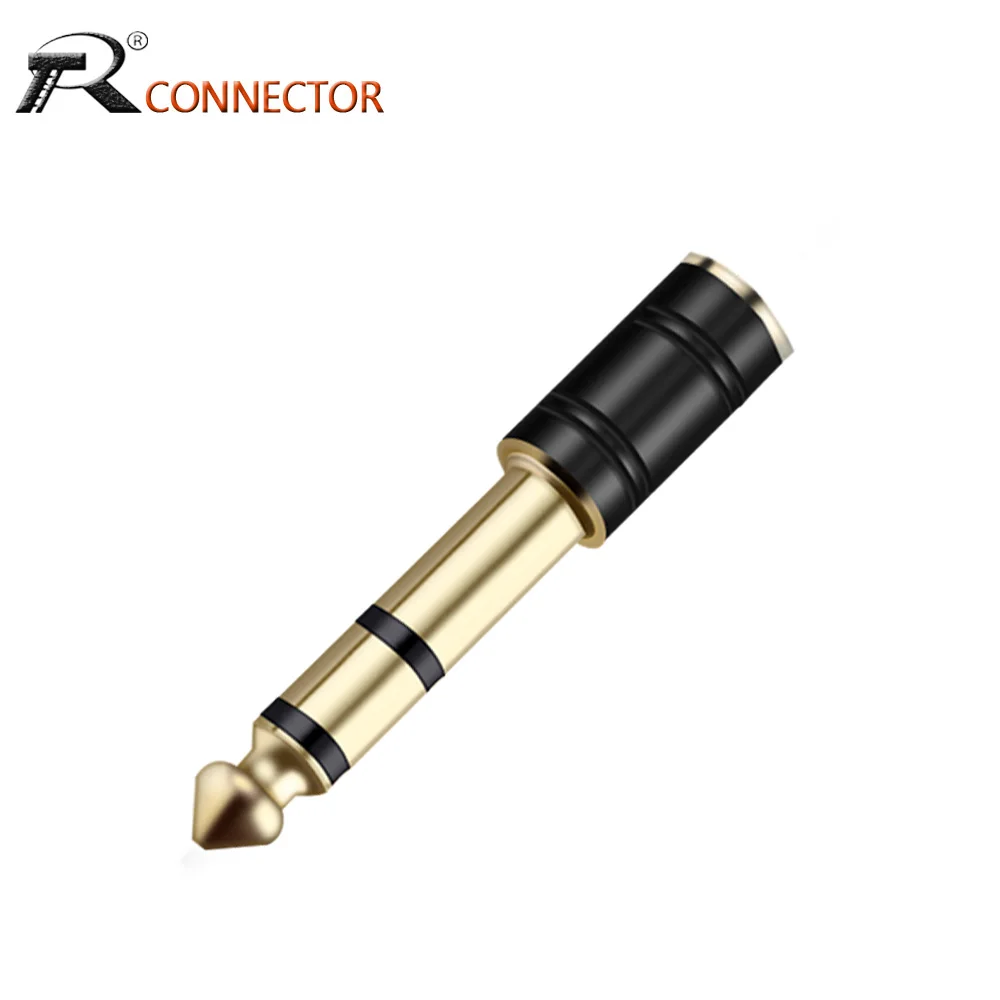 1PCS 3 Poles Stereo 6.35MM to 3.5MM Audio&Video Jack Connector Gold ...