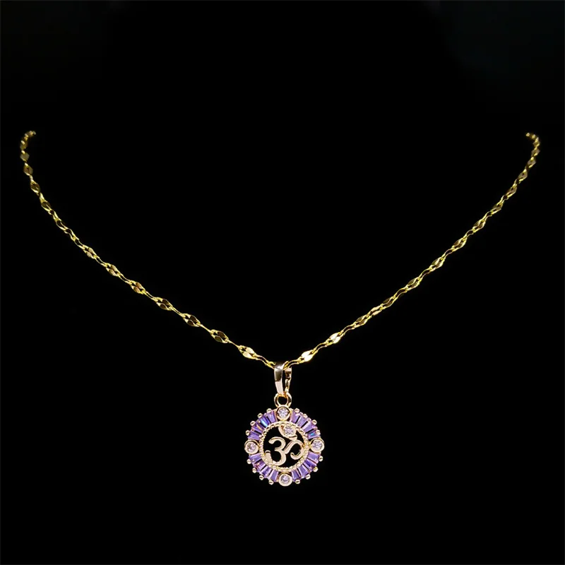 Aesthetic Chakra OM Symbol Pendant Necklace Stainless Steel Buddhism ...