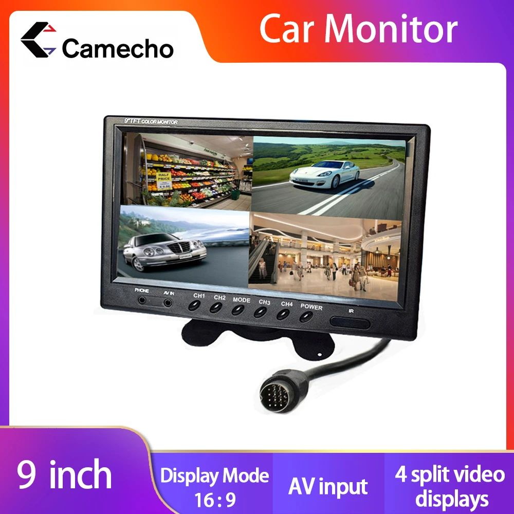 Camecho 9 Inch 4 Split Screen Car Monitor 12v / 24v Headrest Rearview ...